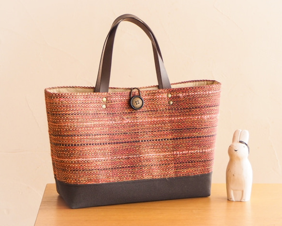 【SALE】あったかツイード調手織り布の横長トート（ローズ） トートバッグ Atelier LOP 通販 10602257｜Creema(クリーマ)