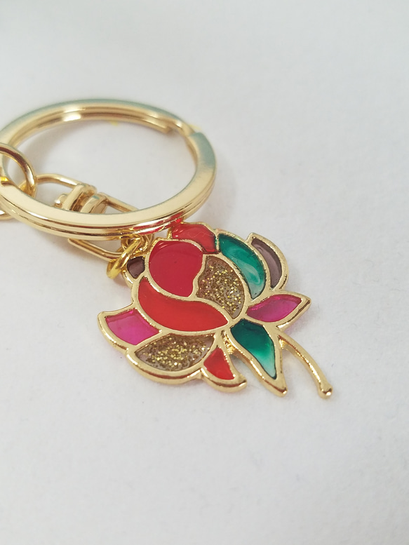 ステンドグラスのキーホルダー キーリング フラワー*°カラフル キーリング NANAchi.handmade 通販 10012972 ...