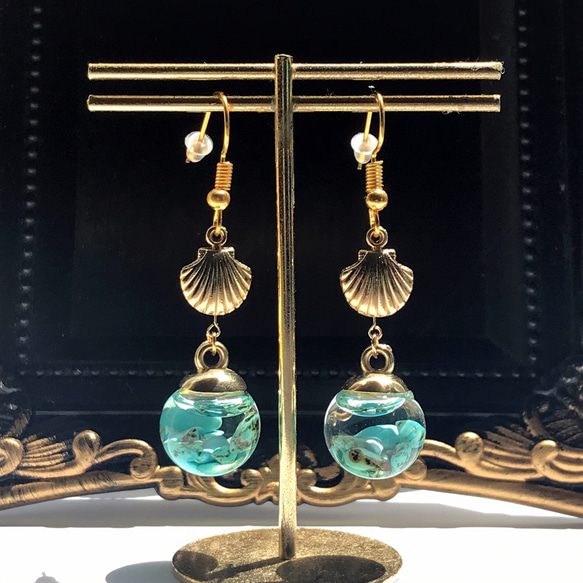 夏の海辺 ターコイズ ピアスorイヤリング ピアス（フック・チェーン） 夢こころ 通販｜Creema(クリーマ) 12335668