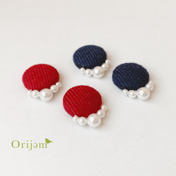 パールとあったか素材のくるみボタンピアス/イヤリング イヤリング・ノンホールピアス Orijem 通販｜Creema(クリーマ) 12623615