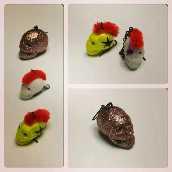 ポップなモヒカンスカル ピアス（フック・チェーン） スズキトイノウエ 通販 1271945｜Creema(クリーマ)