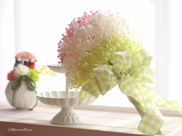 かすみ草ブーケM*ひな祭りコットンキャンディ ブーケ マーメイドローズ 通販 1629150｜Creema(クリーマ)