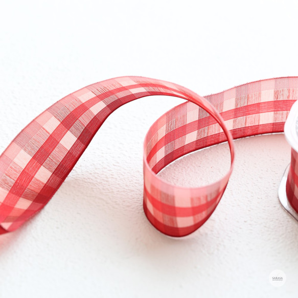 [ドイツリボン]レッド ブロックチェックリボン リボン・テープ sarasa style 通販 10916976｜Creema(クリーマ)