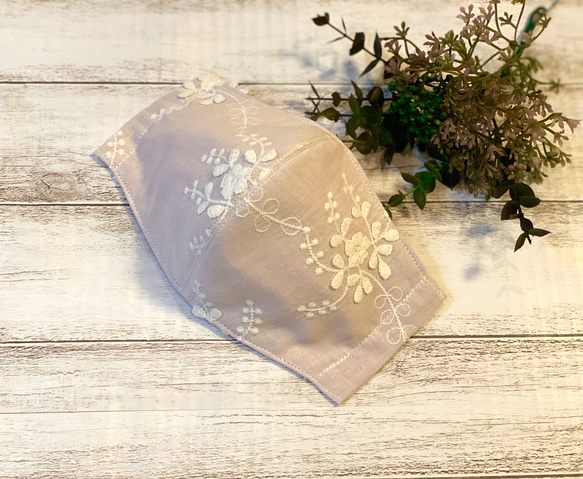立体刺繍 立体マスク フラワーレース ライラックパープル フィルターポケット付き 布マスク mocochan 通販 10745953 ...