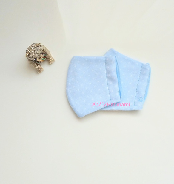 ダブルガーゼ キッズ 立体マスク (水色 : 水玉ドット) (女の子) 夏マスク(ベビー・キッズ) メゾンHarunami 通販 ...