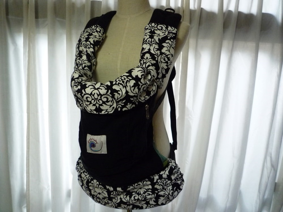 y様オーダー品 ダマスク柄 デニム調 最高の肌触りよだれパッド収納カバーセット スリング・抱っこひも P-SHIP（ぴーしっぷ・ピーシップ ...