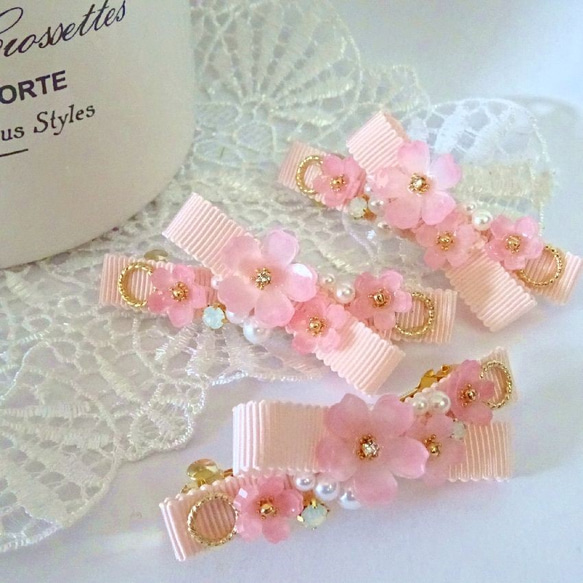 桜とパールのバレッタ、6㎝ バレッタ ジュネ 通販｜Creema(クリーマ) 5175027