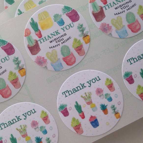 【No165】多肉植物のサンキューシール シール ラベルマーケットGON 通販 2315515｜Creema(クリーマ)