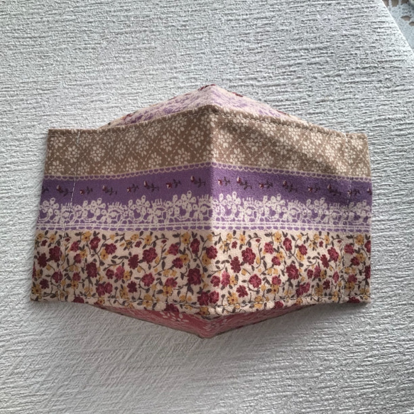 1枚 500円 秋冬フランネル ガーリー系花柄レース柄 西村大臣 折り上げ立体マスク 舟形 布マスク くりちゃん 通販｜Creema(クリーマ ...