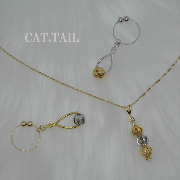 【Two-tone】ネックレス・イヤーカフセット・ゴールドチェーン ネックレス・ペンダント CAT.TAIL 通販 11530028 ...