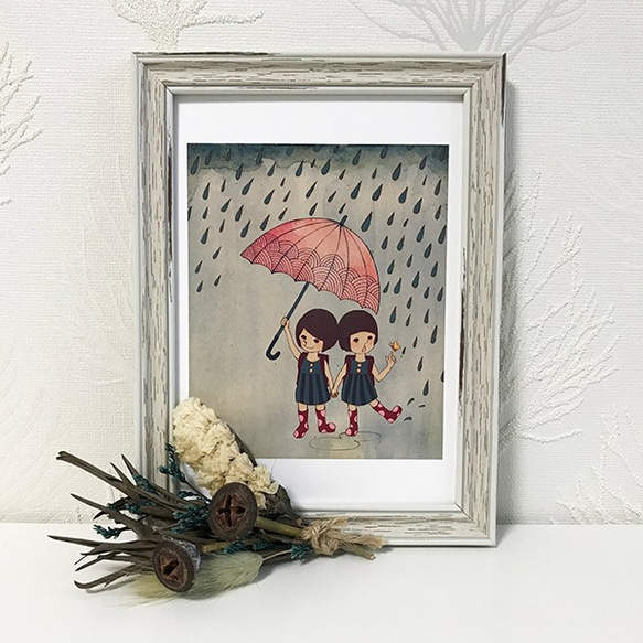 【オリジナルイラスト・プリント/複製画・2L・A4】雨の日 / Rainy Day イラスト Whimsical Box 通販 ...