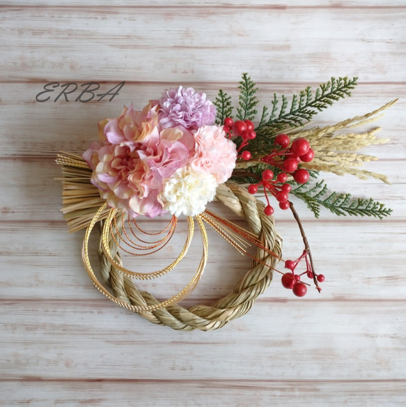 早割 **送料無料** 和モダンお正月用しめ縄飾り ダリア アートフラワー ERBA 通販 10479645｜Creema(クリーマ)