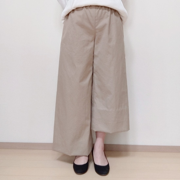 【受注製作】 10分丈 スッキリワイドパンツ ナチュラル 大人キレイ キュロット・ワイドパンツ Ri-No-Na 通販｜Creema(クリーマ)