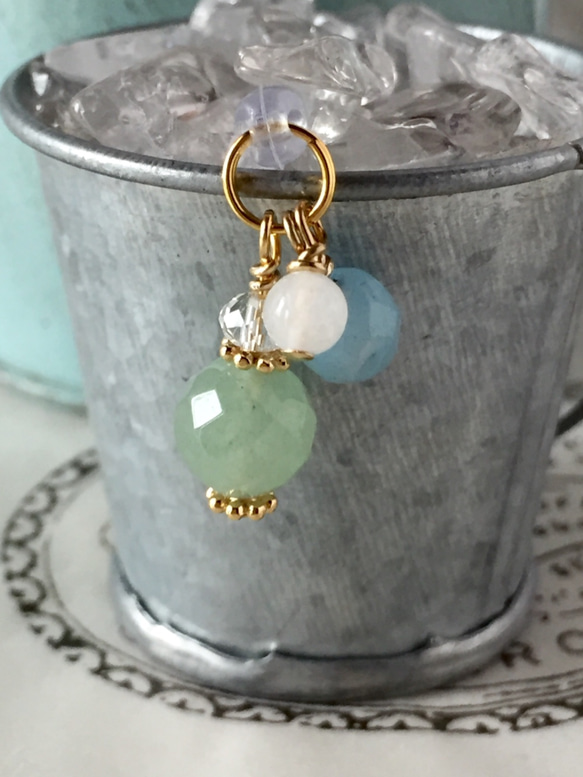 再販1☆ミントグリーン×ライトブルー☆3粒ストーン☆イヤホンジャック、スマホピアス イヤホンジャック couleur 通販 2438899 ...