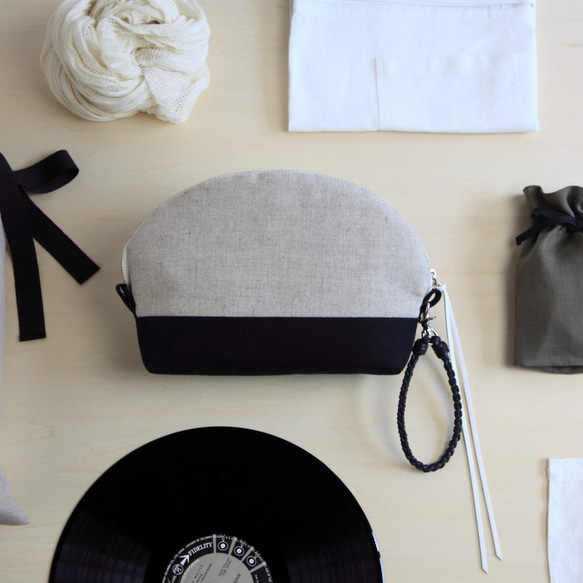 麻コンビクラッチ／レザーハンドル クラッチバッグ breath of the air 通販 2092151｜Creema(クリーマ)