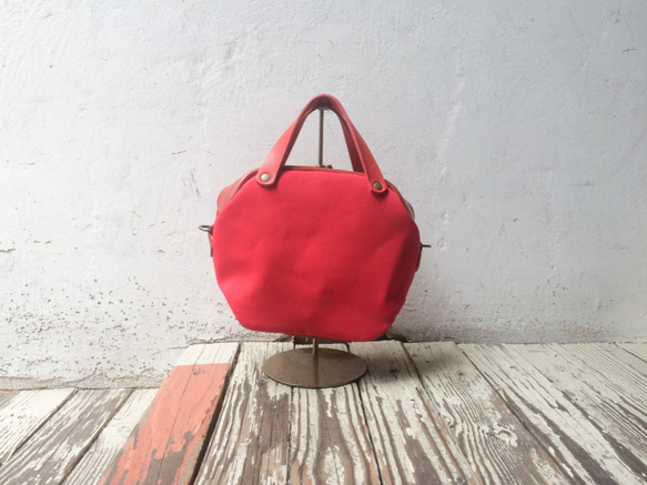 【ORZO】神戸 ヌメ革×8号帆布 2wayミニボストンショルダーBAG レッド OR524c ボストンバッグ ORZO 通販 5573154 ...