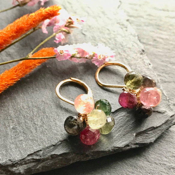 【再販】 14kgf トルマリン マルチカラー オニオンカット ベリーピアス ピアス（フック・チェーン） Jupitergogo 通販 ...