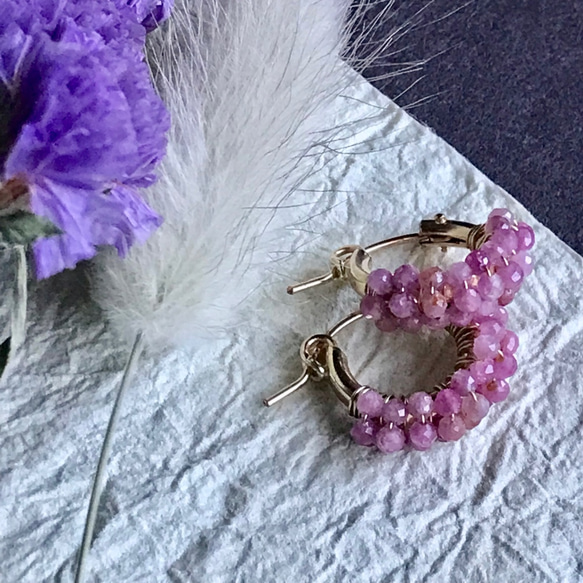 ピンクトルマリン ボールカット ラップフープピアス 14kgf 春色 ピアス（フープ） Jupitergogo 通販 12698632 ...