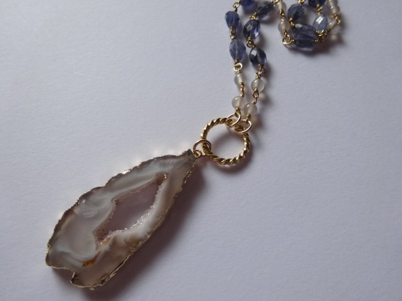 ジオード(晶洞)スライストップのネックレス ネックレス・ペンダント Iris-Accessory 通販 1571876｜Creema(クリーマ)