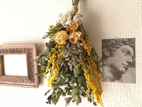 Antique Mimosa & Roses Lサイズ ドライフラワー Flower Studio 通販 5313494｜Creema(クリーマ)