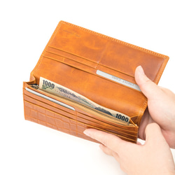 本革クロコ 長財布 キャメル 長財布 Mi-Cours ミクール 通販 11611768｜Creema(クリーマ)