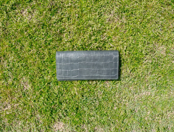 本革クロコ 長財布 グリーン 長財布 Mi-Cours ミクール 通販｜Creema(クリーマ) 11611833