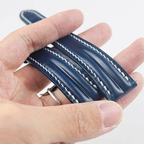 受注製作 新喜皮革コードバン 無双仕立て 時計ベルト 二山甲丸 受注製作 新喜皮革コードバン 無双仕立て 時計ベルト 二山甲丸