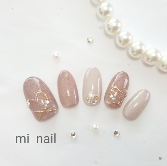 再販⁎⋆*﻿ネイルチップ No.94 くすみピンク ハート 結婚式 成人式 ネイルチップ（つけ爪） mi nail︎︎︎︎︎︎︎ 通販 ...