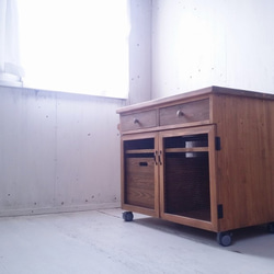 アンティークテイスト タイルトップ移動式ワゴン キッチンワゴン キャスター付 キッチン収納 オーダー可 店舗什器 ローテーブル・リビング ...