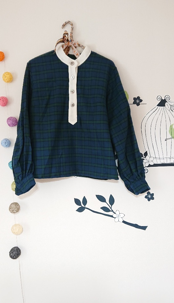 クレリックシャツ コットンフランネル ブラックウォッチ ブラウス nonohana 通販 10256970｜Creema(クリーマ)