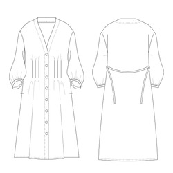 【型紙】ノーカラーのロングシャツワンピース(FBBL-02)パターン・レシピ付き 型紙 お名前ワッペンと型紙fleurbeni 通販｜Creema(クリーマ) 12698580