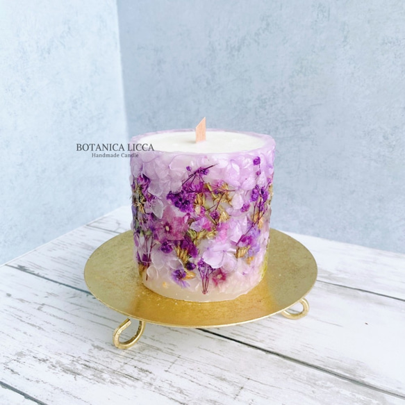 【3D加工花盛り】ボタニカル ソイキャンドル クラリーセージの香り -purple bouquet- キャンドル・キャンドルホルダー ...