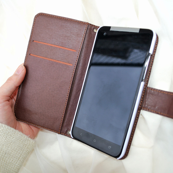 手帳型スマホケース『猫と月のロマンティック』-white cat-♡全機種対応 白い手帳カバー iphoneケース スマホケース・カバー ...