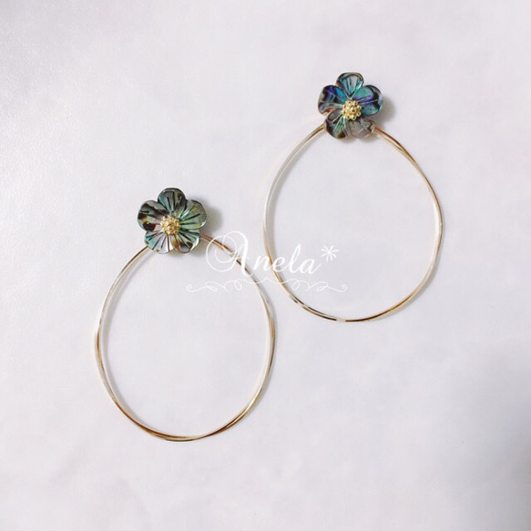 Avalon Flower Hoop ピアス（フック・チェーン） Anela* 通販 6208002｜Creema(クリーマ)