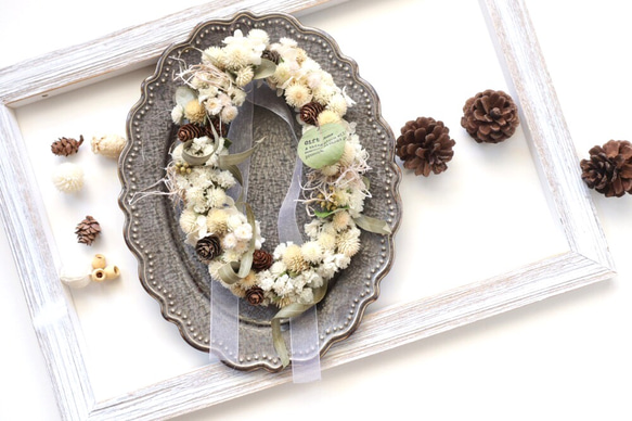 送料無料ホワイトオーバルリース ドライフラワーリース 白リース アンティークリース プレゼント 癒し リース 茉莉花maturika 通販 ...