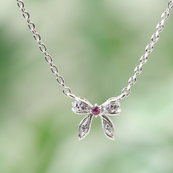 silver925×キュービックジルコニアCZダイヤ 小さなリボンのネックレス (S-028) ネックレス・ペンダント LuLuLa 通販 ...