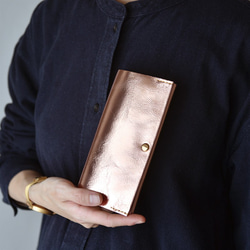 スマート長財布・ピンクゴールド(イタリア産牛革 箔押し スマート長財布・ピンクゴールド(イタリア産牛革 箔押し