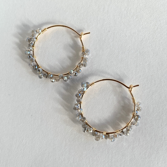 小花フープピアス(シャインラブラドライト)/14kgf/C/M/P10115 ピアス（フープ） Lufu Jewel 通販 6581363｜Creema(クリーマ)