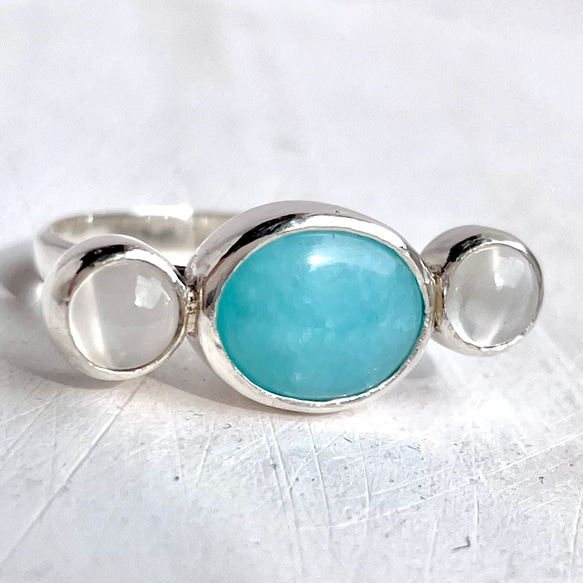 天然石 アマゾナイト ムーンストーン 直線リング シルバー950 15号 一点もの〈送料無料〉SR-016 指輪・リング ikoriro 通販 ...