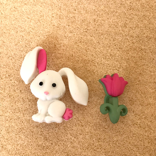 From U.S* お耳可愛いウサギさん♪pinkちゃん ボタン チビくま From U.S* お耳可愛いウサギさん♪pinkちゃん ボタン チビくま