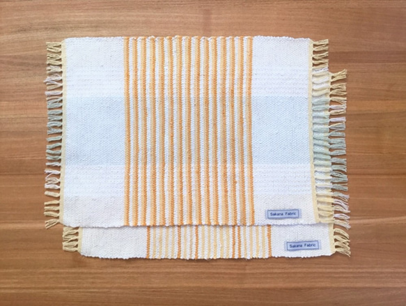 「裂き織り」 ランチョンマット 【ベージュ オレンジストライプ】2枚ペアセット ランチョンマット Sakana Fabric 通販 ...