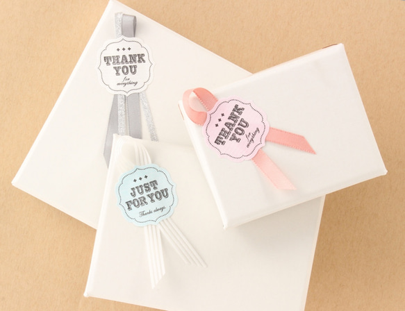 【30片】ヴィンテージ風シール（ホワイト・ブルー・ピンク）30㎜ サンキュー・ジャストフォーユー G025-030 シール だいし屋 通販 ...