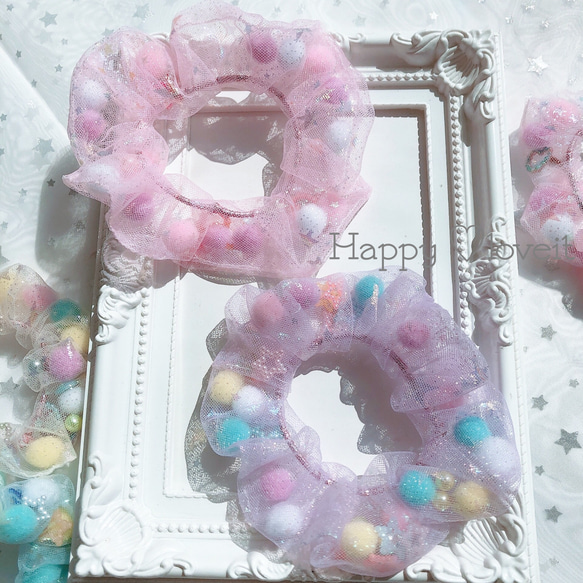 チュールポンポンシュシュ ビッグ シュシュ ハッピーラビット 通販｜Creema(クリーマ) 12701699