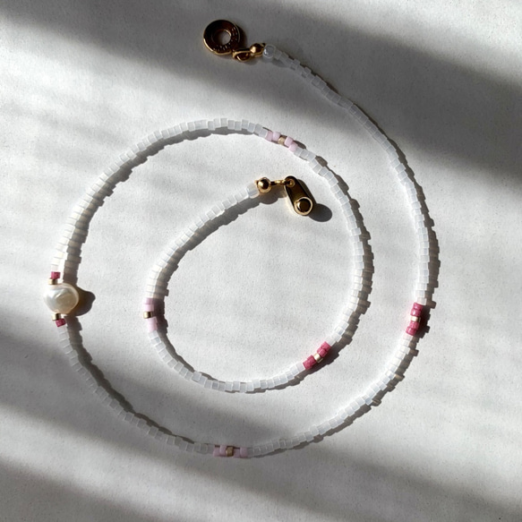 淡水パール×ビーズネックレス ネックレス・ペンダント madoka 通販｜Creema(クリーマ)