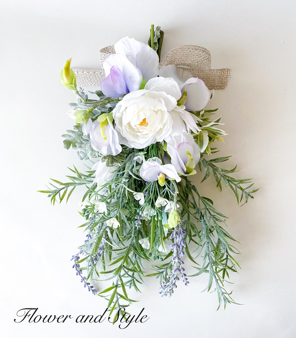 ナチュラルスワッグ 爽やか ナチュラル ラベンダー アーティフィシャルフラワー ギフト 贈り物 母の日 癒し スワッグ Flower and ...