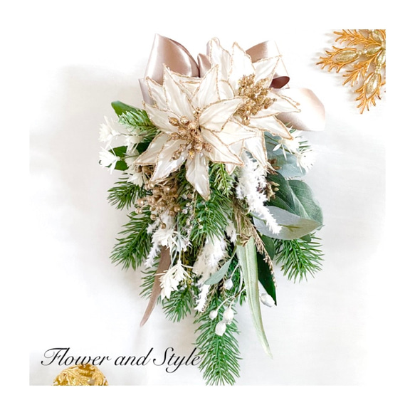 現品限り 毎年飾飾れる ポインセチア アーティフィシャルフラワー 造花 クリスマス スワッグ Flower and Style 通販 ...