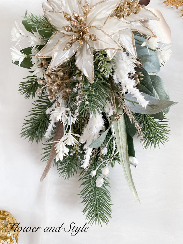 現品限り 毎年飾飾れる ポインセチア アーティフィシャルフラワー 造花 クリスマス スワッグ Flower and Style 通販 ...