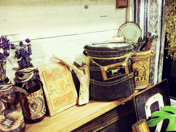 [現品限り]デニムDeバケツ★リメイクデニムカバー No.653 その他インテリア雑貨 Ran's andy. 通販 2164184 ...