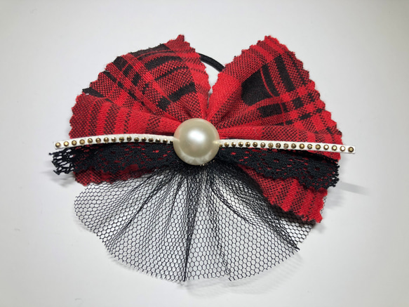 キッズ用 2.レッドチェックチュールりぼん ヘアゴム ヘアゴム Es.aMo[イーエス.アモ] 通販｜Creema(クリーマ)