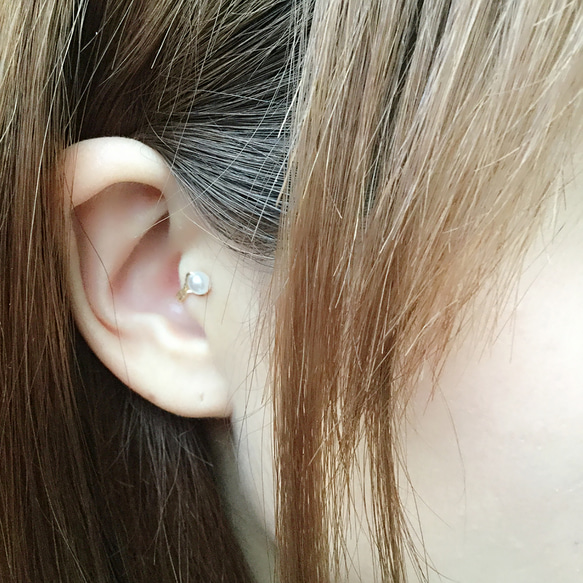 ＊一粒パールのトラカフ＊トラガスに☆ イヤーカフ minmie 通販 2375145｜Creema(クリーマ)